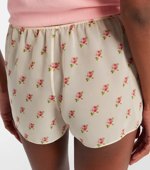 Khaite Tilly Floral Silk Organza Shorts - White