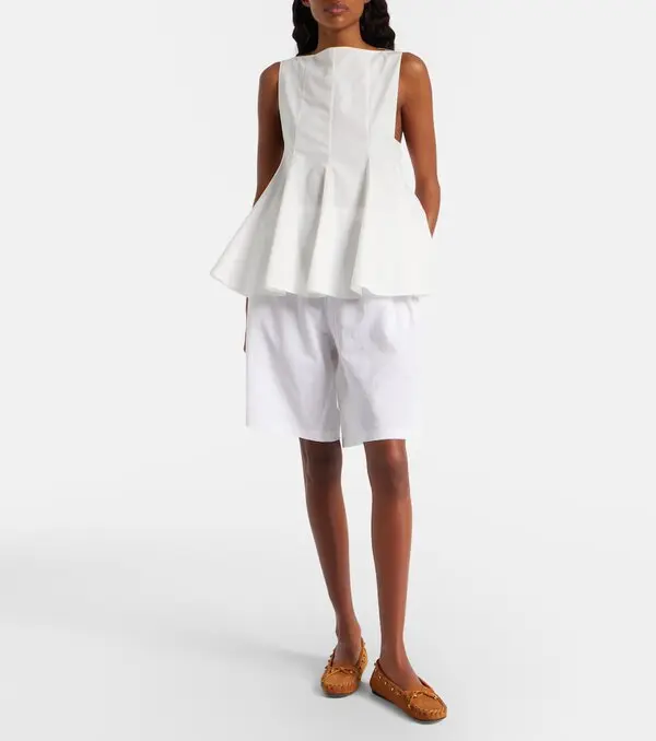 Khaite Poppy Cotton Bermuda Shorts - White