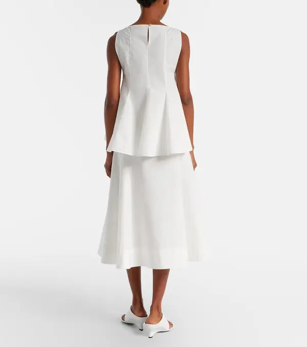 Khaite Martin Cotton Midi Skirt - White