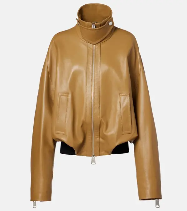 Khaite Oversized Leather Jacket - Brown