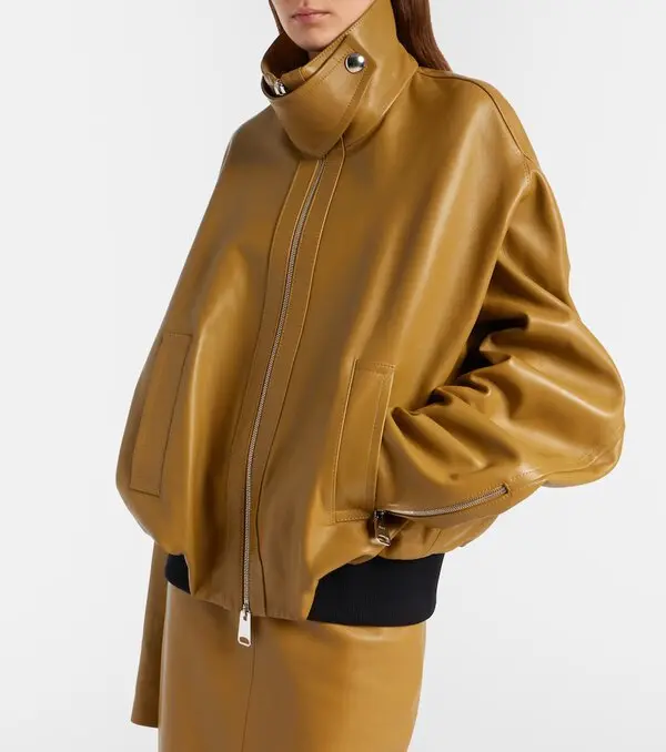 Khaite Oversized Leather Jacket - Brown