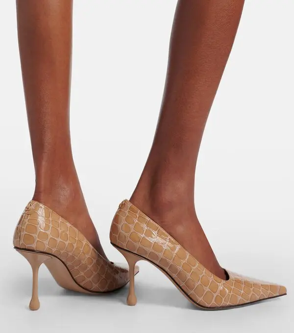 JIMMY CHOO Ixia Croc-effect Patent Leather Pumps