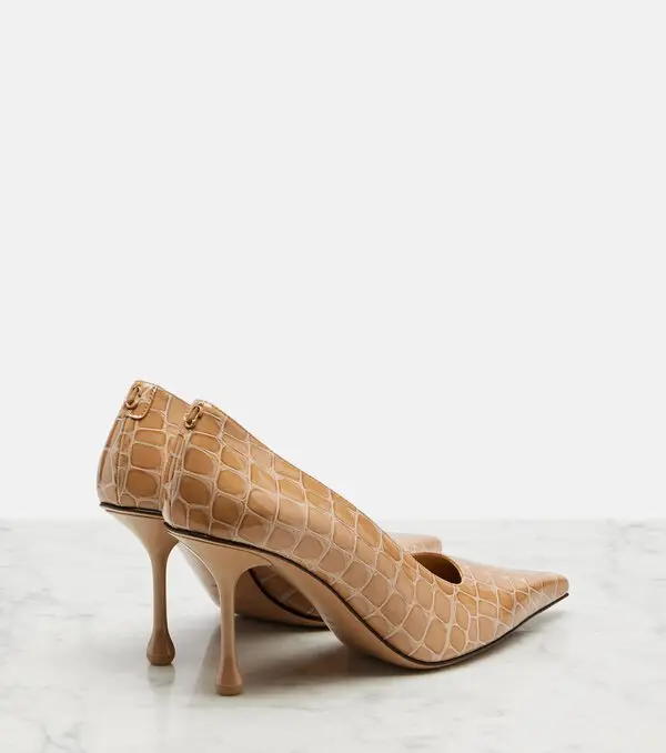 JIMMY CHOO Ixia Croc-effect Patent Leather Pumps