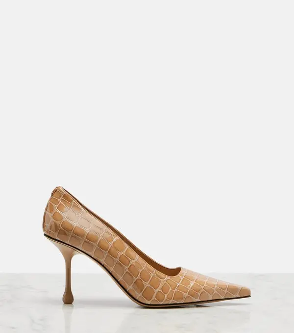 JIMMY CHOO Ixia Croc-effect Patent Leather Pumps