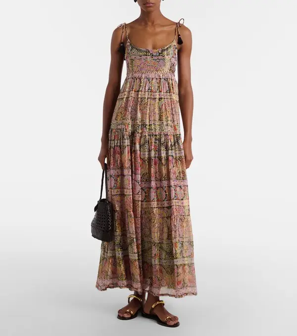 Rixo Kamilah Floral Lamé Maxi Dress - Multicoloured