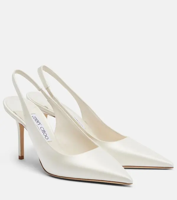 JIMMY CHOO Love Satin Slingback Pumps - White
