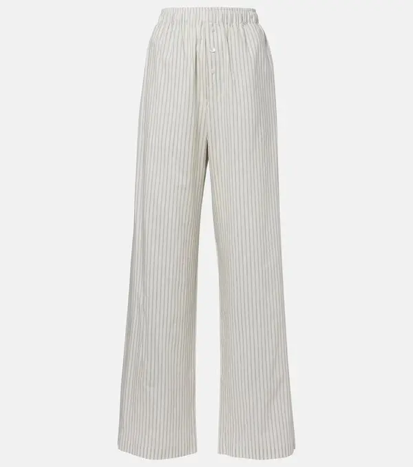 RÓHE Striped Silk And Cotton Wide-leg Pants - White