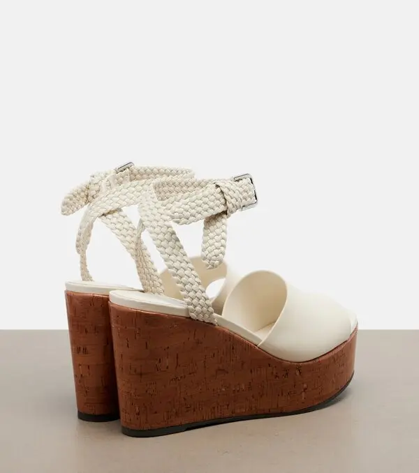 JIMMY CHOO Jory Leather Wedge Sandals