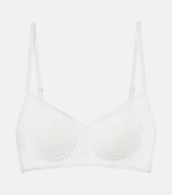 Magda Butrym Crochet Cotton Bra - White