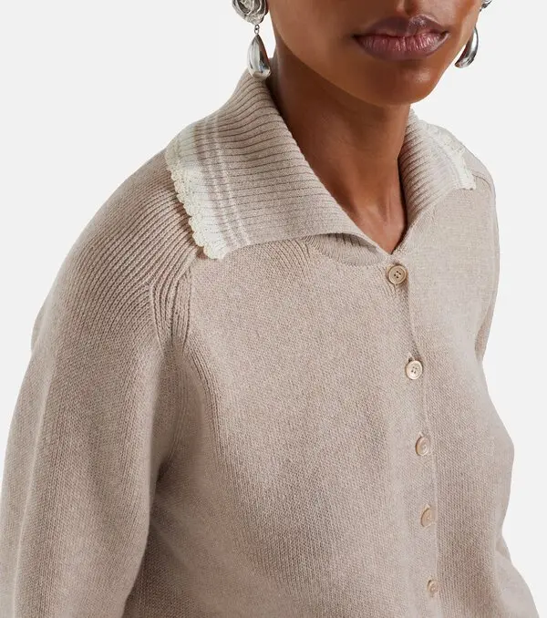 Magda Butrym Cotton And Cashmere Cardigan - Beige
