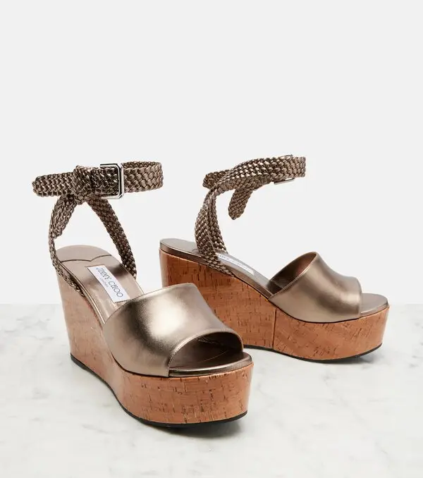 JIMMY CHOO Jory Wedge Sandals - Grey