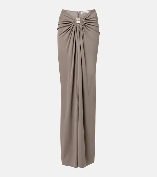 Christopher Esber Bezel Quartz Gathered Jersey Maxi Skirt - Grey