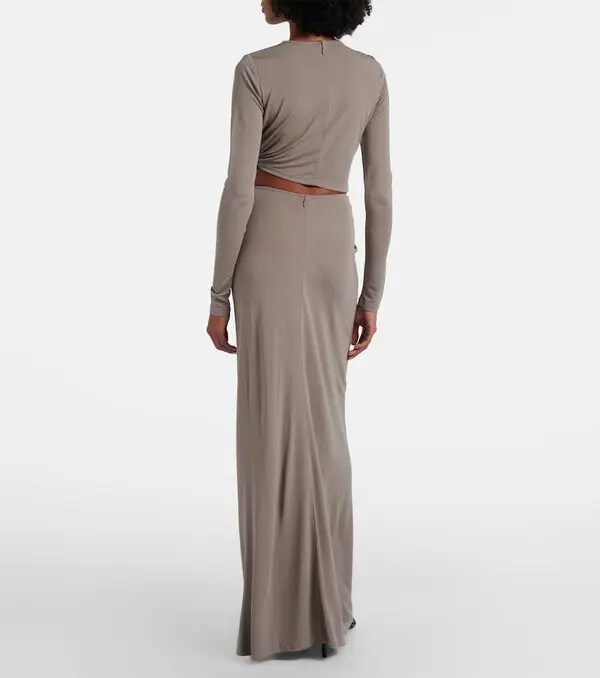 Christopher Esber Bezel Quartz Gathered Jersey Maxi Skirt - Grey