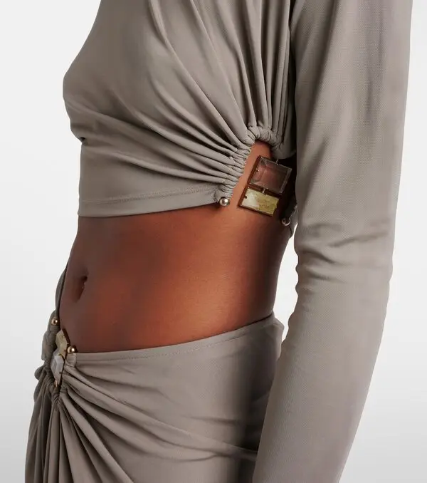 Christopher Esber Bezel Quartz Asymmetric Jersey Crop Top