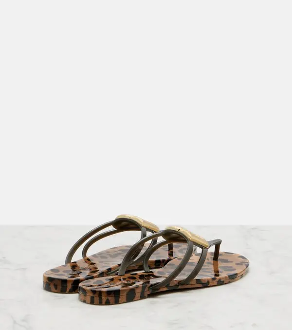 Dolce & Gabbana Leopard-print Thong Sandals - Brown