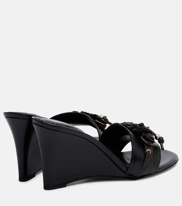 Isabel Marant Étoile Anee Embellished Leather Wedge Mules