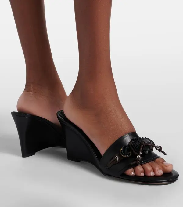 Isabel Marant Étoile Anee Embellished Leather Wedge Mules