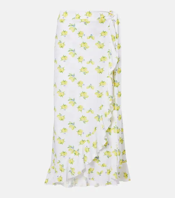 Melissa Odabash Printed Ruffled Wrap Skirt - White
