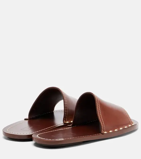 TOTEME Studded Leather Slides - Brown