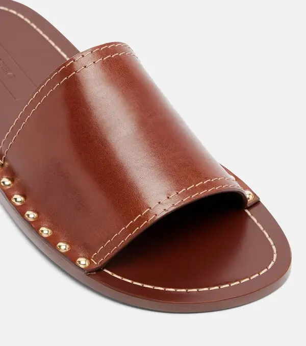 TOTEME Studded Leather Slides - Brown