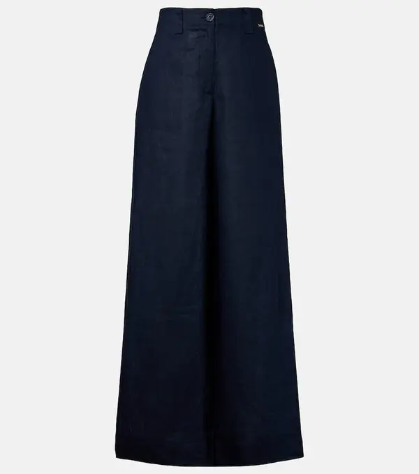 Melissa Odabash Serena Linen Wide-leg Pants - Blue