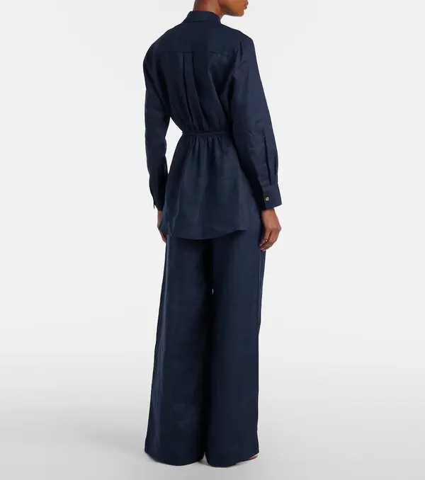 Melissa Odabash Serena Linen Wide-leg Pants - Blue