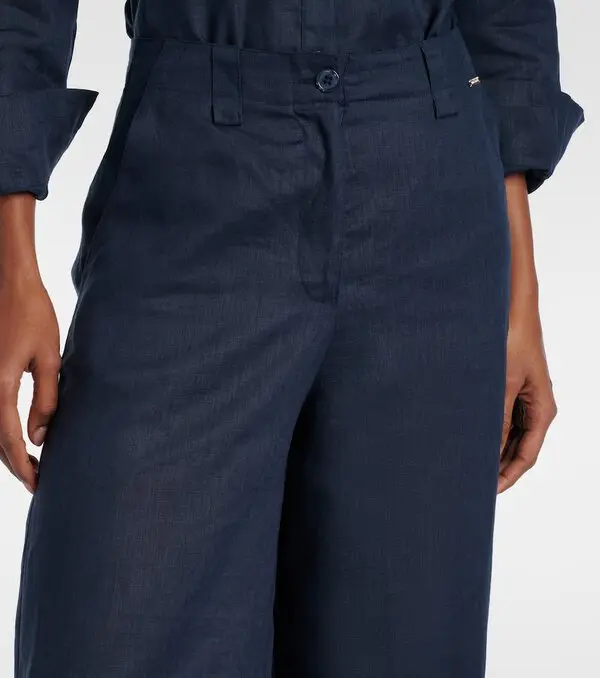 Melissa Odabash Serena Linen Wide-leg Pants - Blue