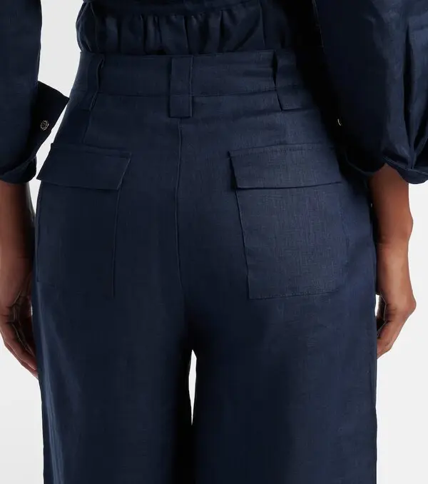 Melissa Odabash Serena Linen Wide-leg Pants - Blue