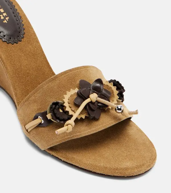 Isabel Marant Étoile Anee Embellished Suede Wedge Mules