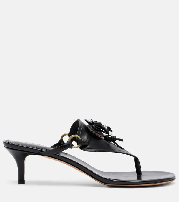 Isabel Marant Étoile Ekyne Embellished Leather Thong Sandals