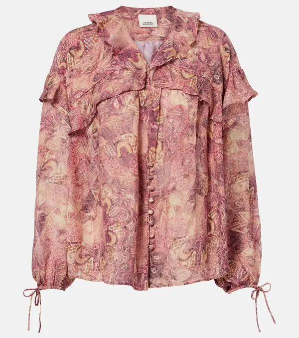Isabel Marant Étoile Charis Printed Ruffled Silk Blouse - Pink