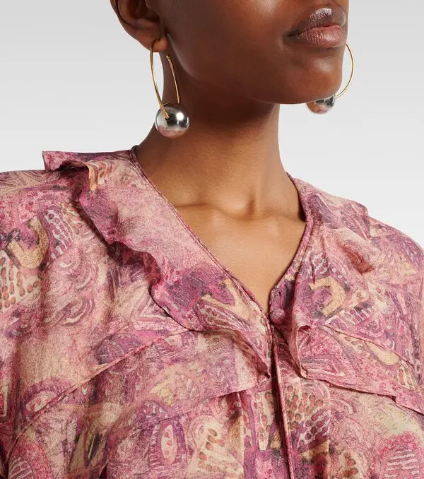 Isabel Marant Étoile Charis Printed Ruffled Silk Blouse