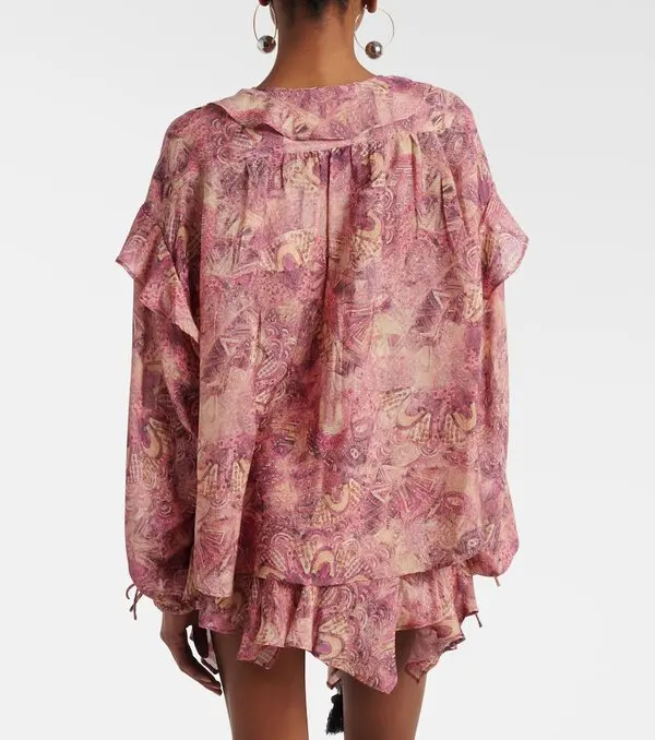 Isabel Marant Étoile Charis Printed Ruffled Silk Blouse