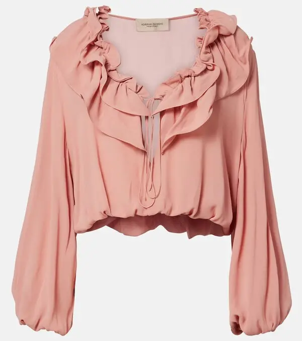 ADRIANA DEGREAS Ruffled Crop Top - Pink