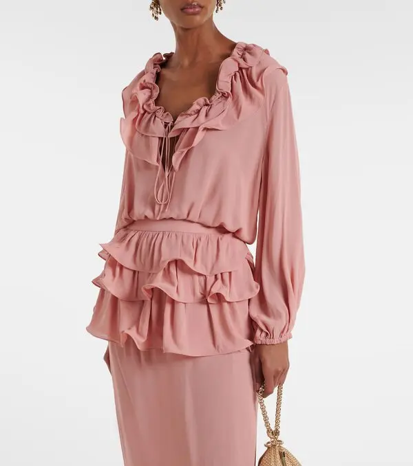 ADRIANA DEGREAS Ruffled Crop Top
