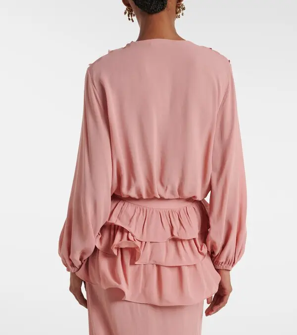 ADRIANA DEGREAS Ruffled Crop Top