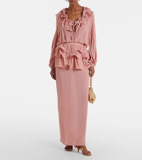 ADRIANA DEGREAS Ruffled Crop Top