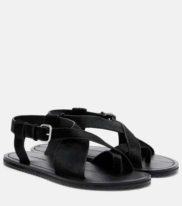 A.emery Ora Calf Hair Sandals - Black