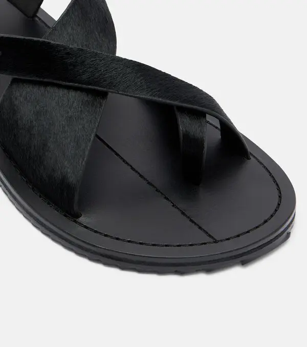 A.emery Ora Calf Hair Sandals - Black