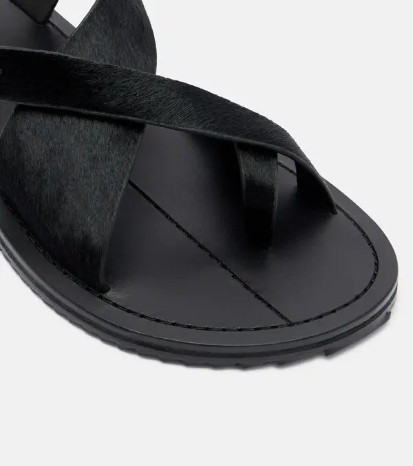 A.emery Ora Calf Hair Sandals - Black