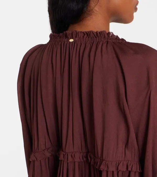 Poupette St Barth Moon Ruffled Blouse - Brown