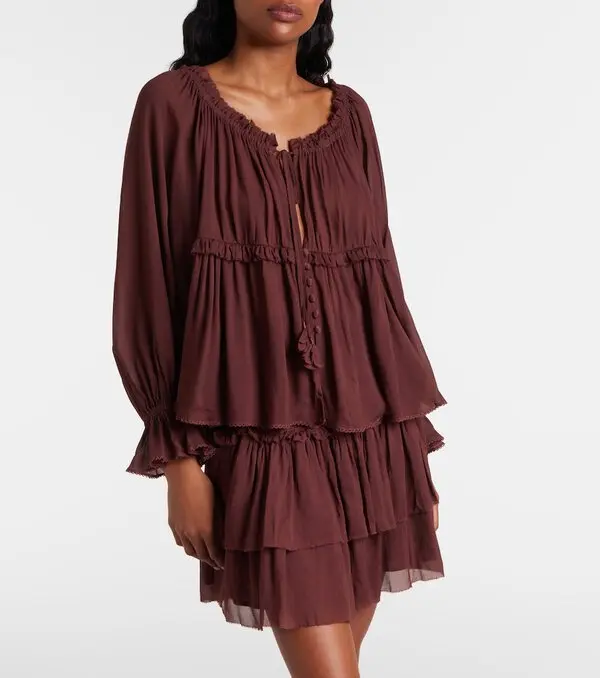 Poupette St Barth Moon Ruffled Blouse - Brown