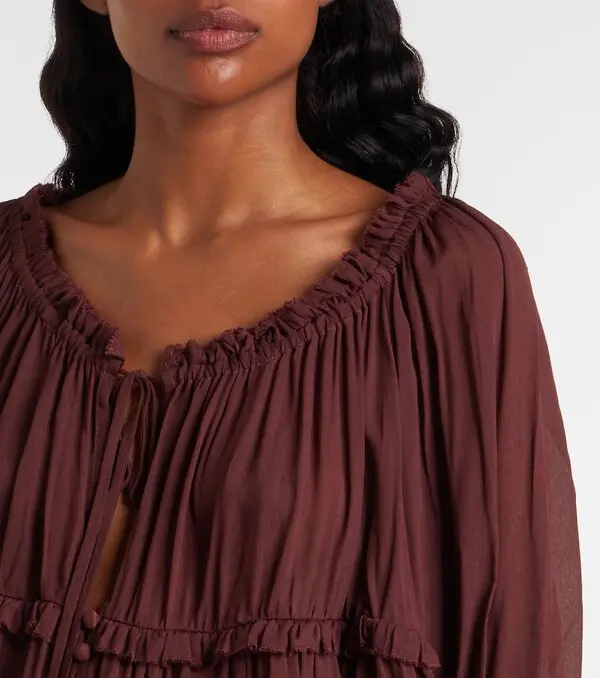 Poupette St Barth Moon Ruffled Blouse - Brown