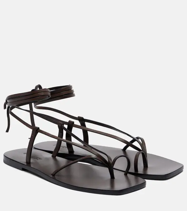 A.emery Nolan Leather Thong Sandals - Brown