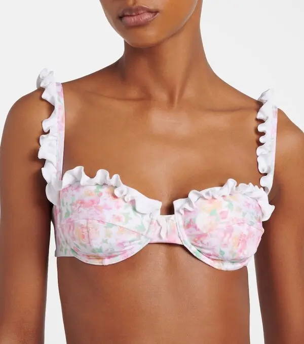 BANANHOT Jena Floral Ruffled Bikini Top