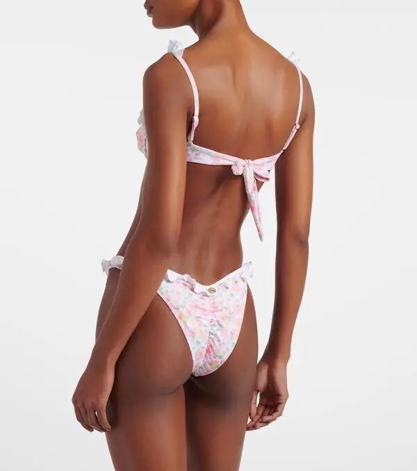 BANANHOT Jena Floral Ruffled Bikini Top