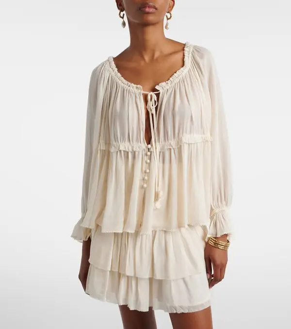 Poupette St Barth Moon Ruffled Blouse - White