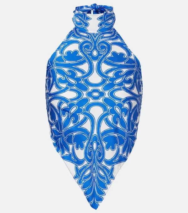 Poupette St Barth Guilia Printed Halterneck Top - Blue