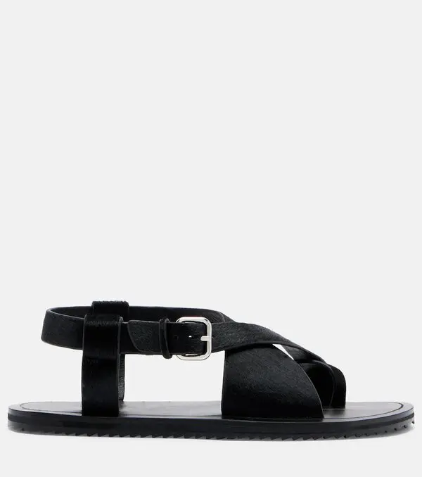 A.emery Ora Calf Hair Sandals - Black