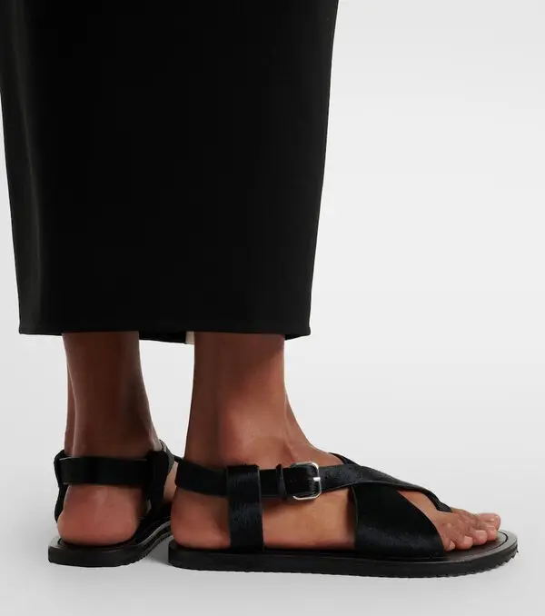 A.emery Ora Calf Hair Sandals - Black